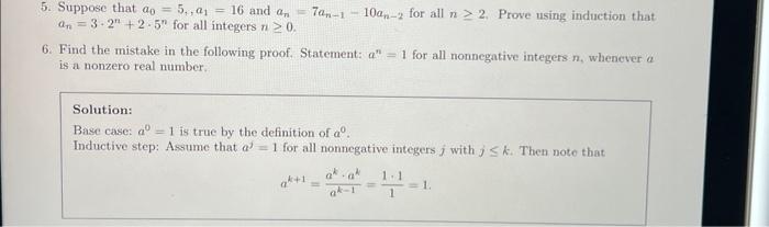 5. Suppose that a0=5,,a1=16 and an=7an−1−10an−2 for | Chegg.com