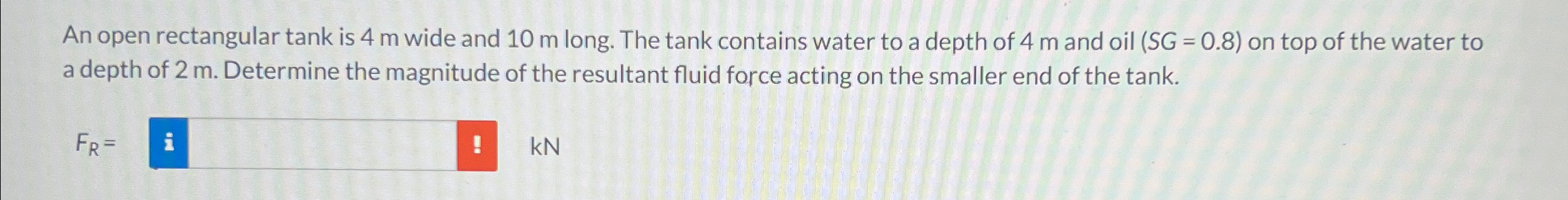 Solved An open rectangular tank is 4m ﻿wide and 10m ﻿long. | Chegg.com