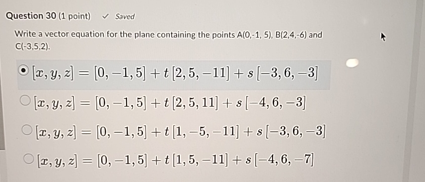Solved Question 30 (1 ﻿point) ﻿SavedWrite a vector | Chegg.com