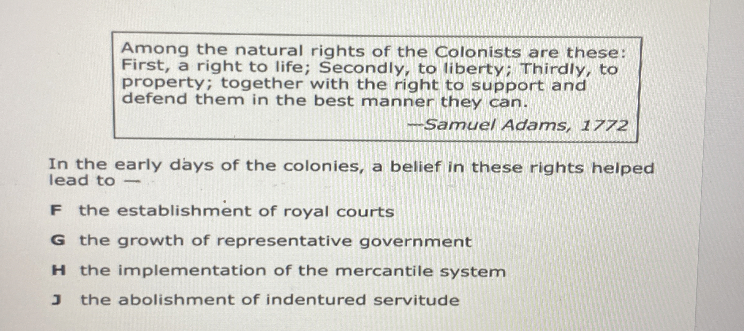 Solved Among the natural rights of the Colonists are these: | Chegg.com