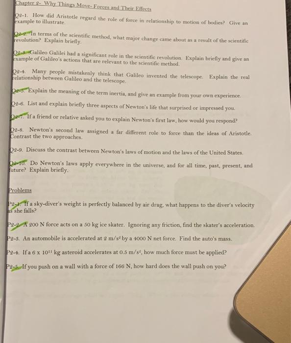 Solved Chapter 2- Why Things Move- Forses and Their Effects | Chegg.com