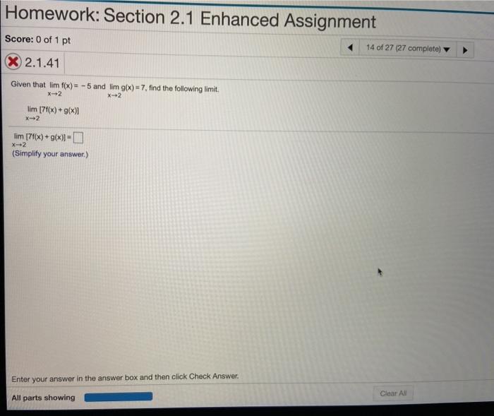 Solved Homework Section 2 1 Enhanced Assignment Score 0 Of