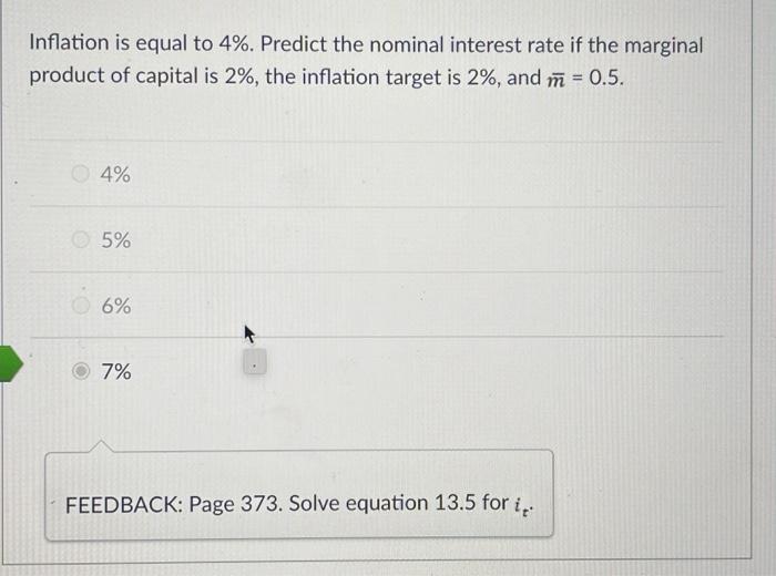 Solved Inflation is equal to 4%. Predict the nominal | Chegg.com