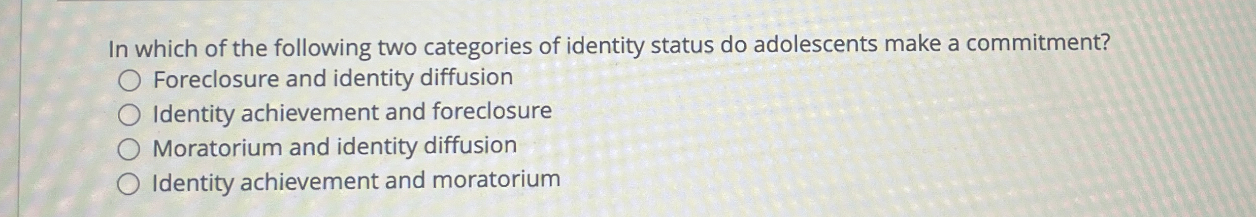 Solved In which of the following two categories of identity | Chegg.com