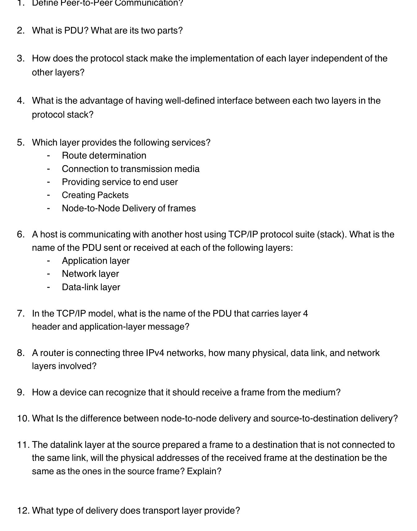 Solved Define Peer-to-Peer Communıcation?What is PDU? What | Chegg.com