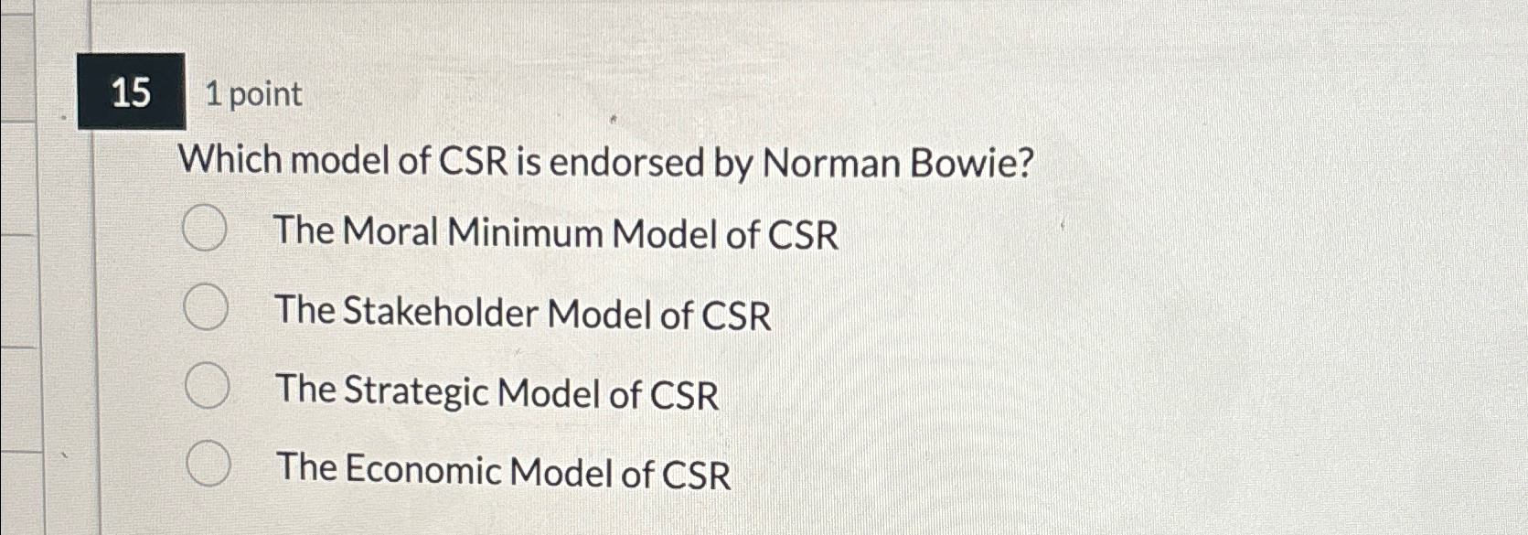 Solved 151 ﻿pointWhich model of CSR is endorsed by Norman | Chegg.com