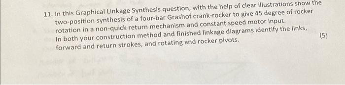 Solved 11. In this Graphical Linkage Synthesis question, | Chegg.com
