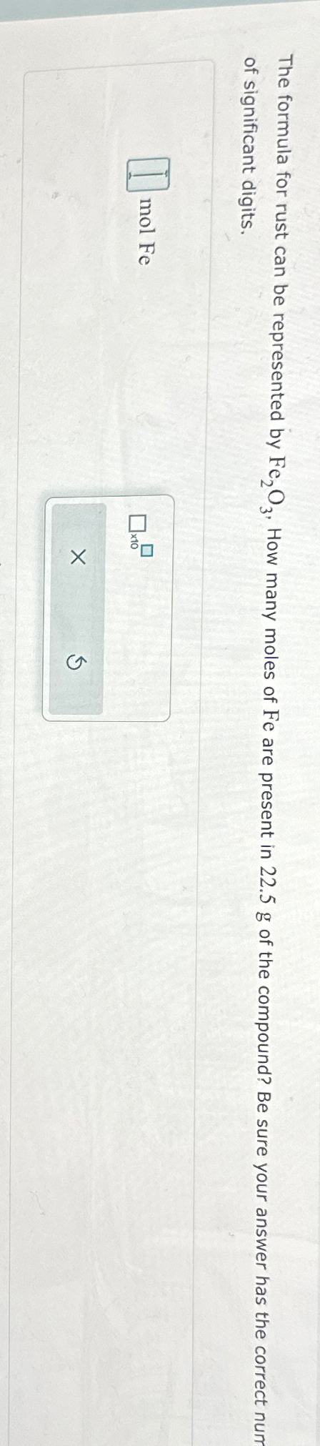 Solved The formula for rust can be represented by Fe2O3. | Chegg.com