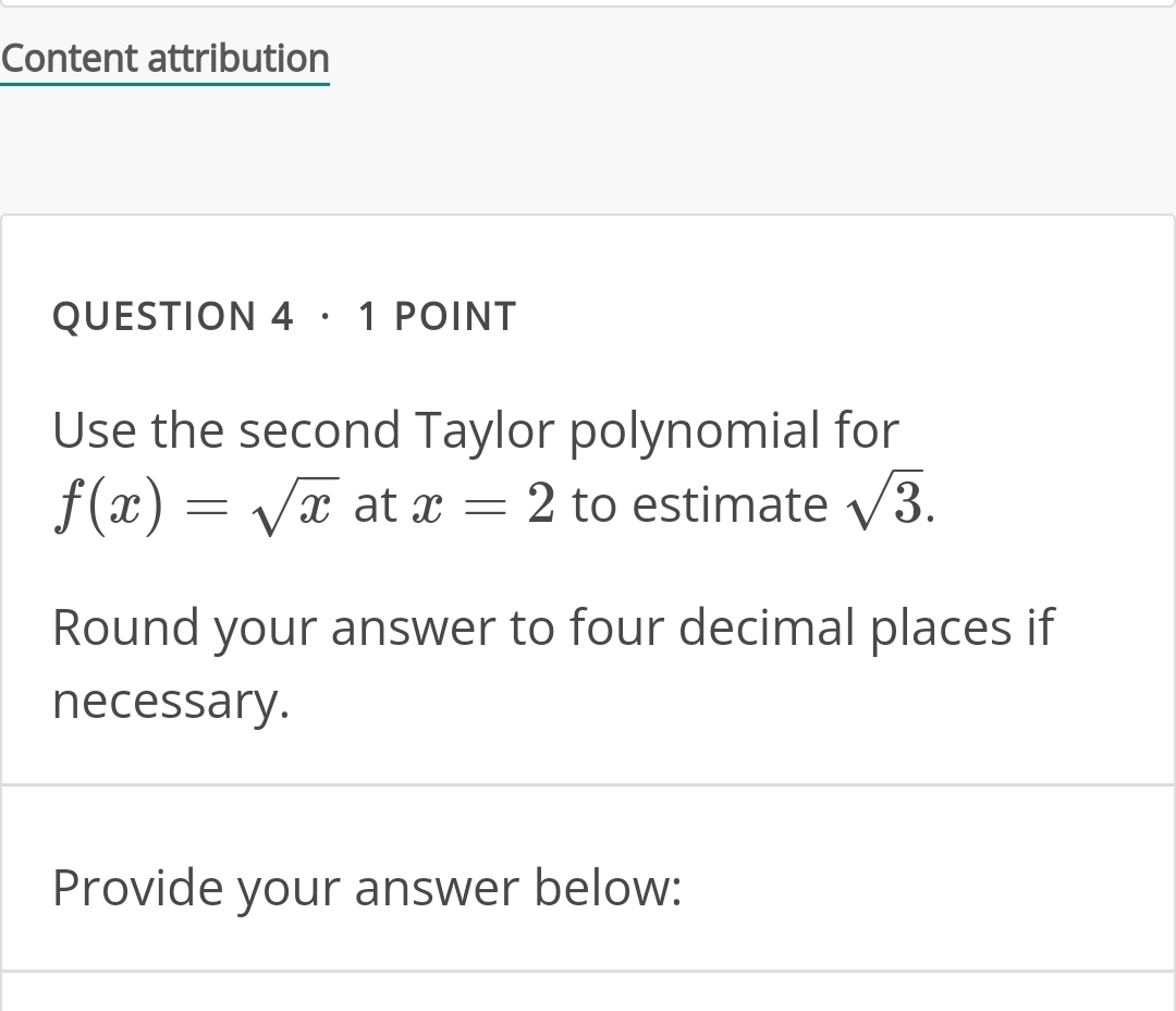 Solved Content attributionQUESTION 4 - 1 POINTUse the | Chegg.com Solved Content attributionQUESTION 4 - 1 POINTUse the | Chegg.com