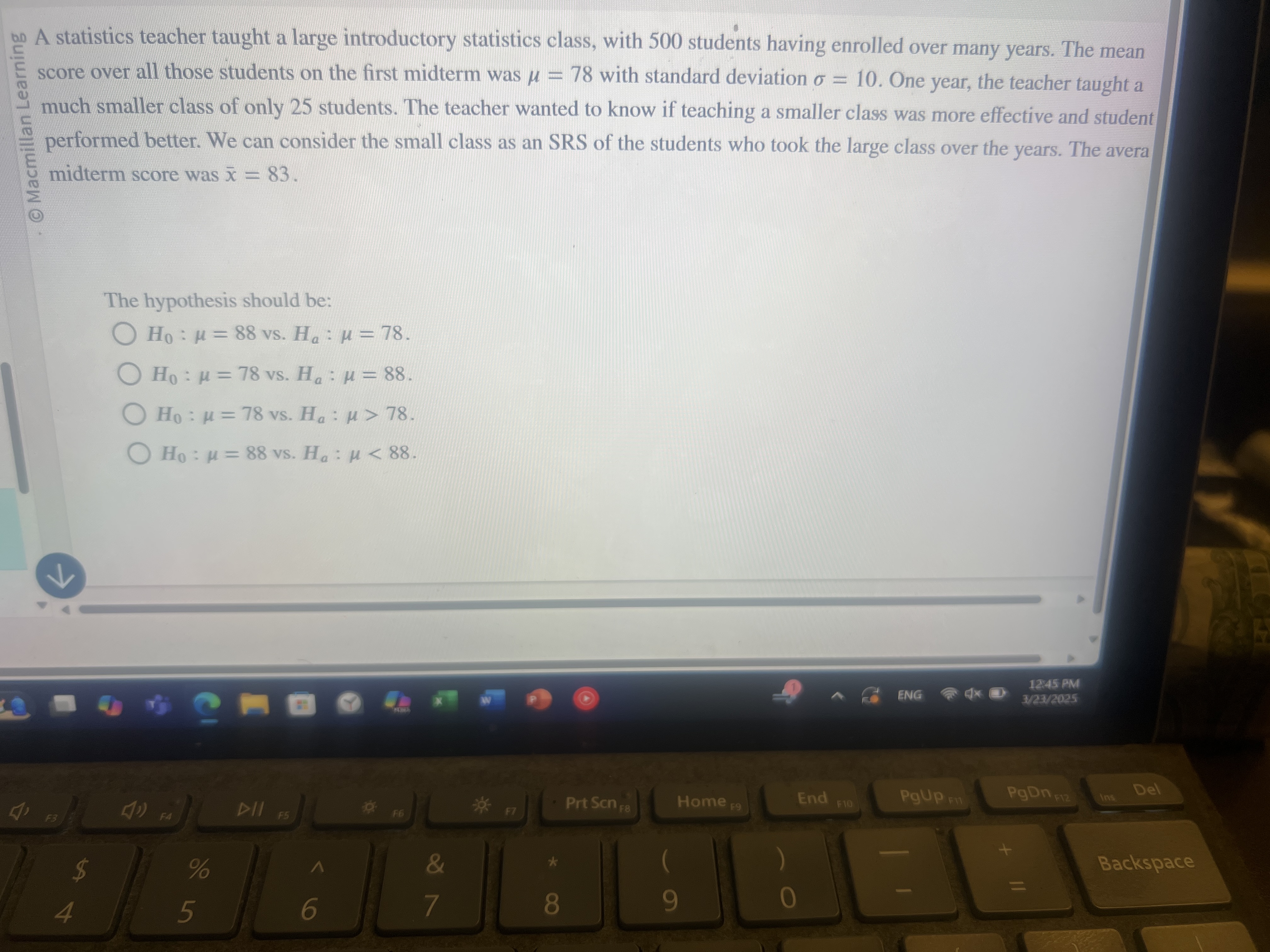 Solved A statistics teacher taught a large introductory | Chegg.com