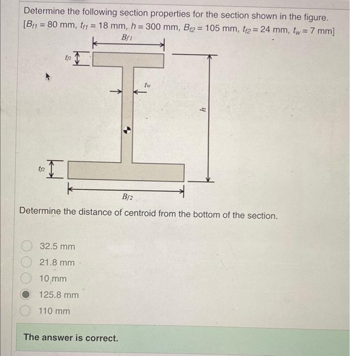 Solved Determine The Following Section Properties For The 