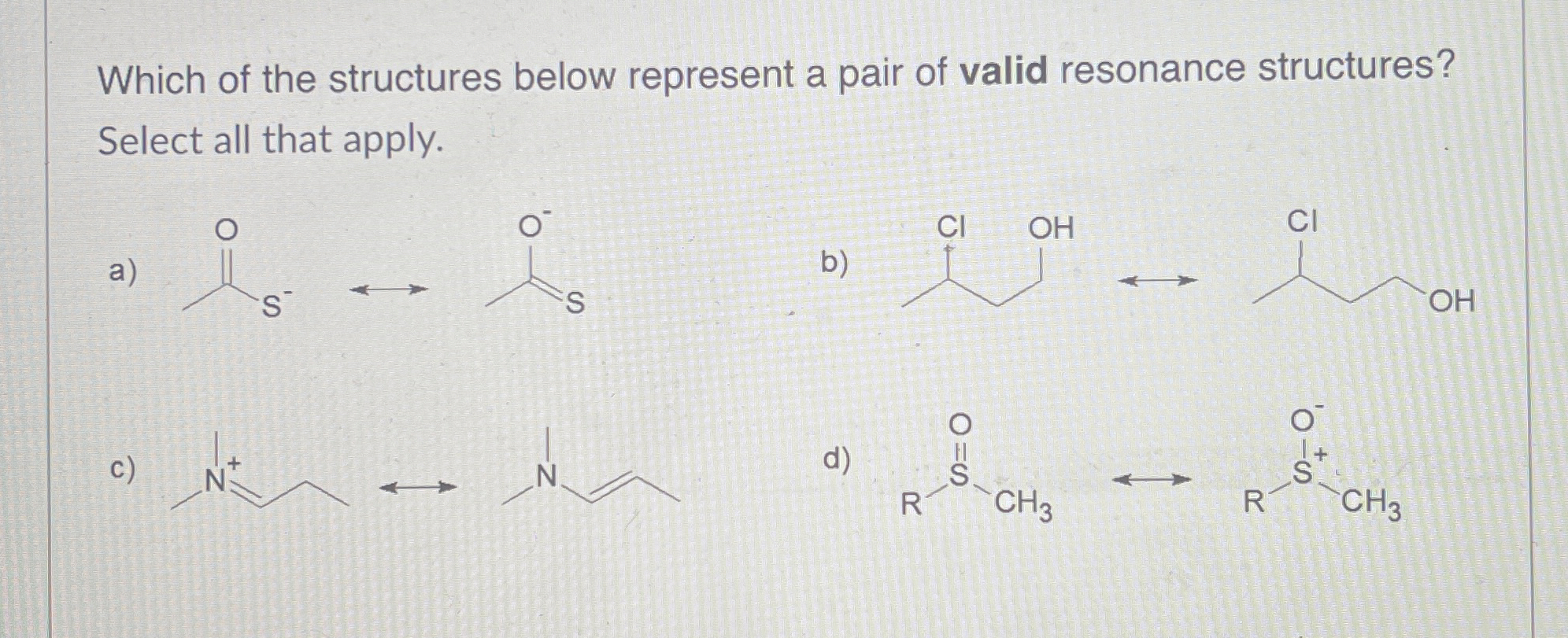 Solved Which of the structures below represent a pair of | Chegg.com