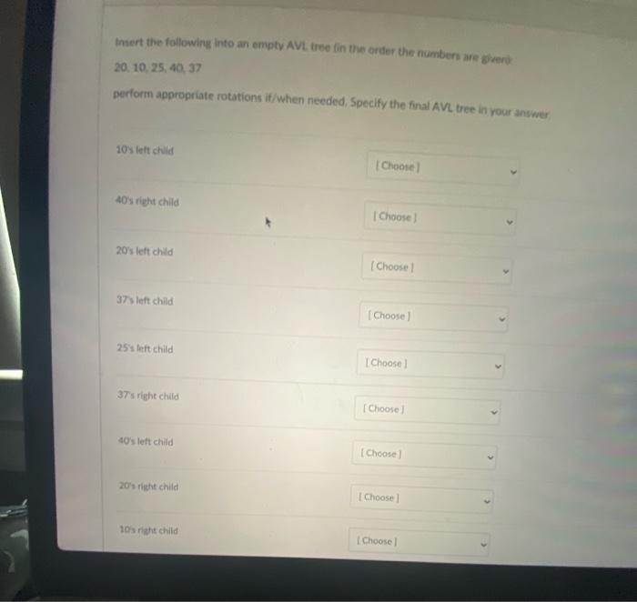 Solved Imert the following into an empty AVL tree in the | Chegg.com
