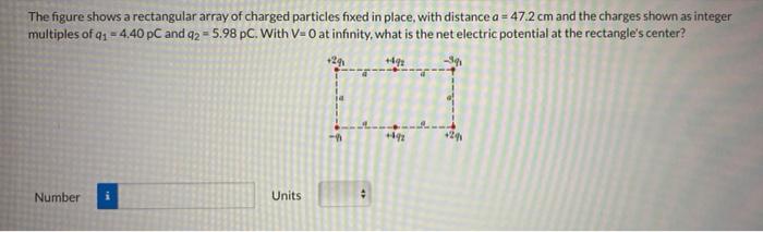 Solved The figure shows a rectangular array of charged | Chegg.com