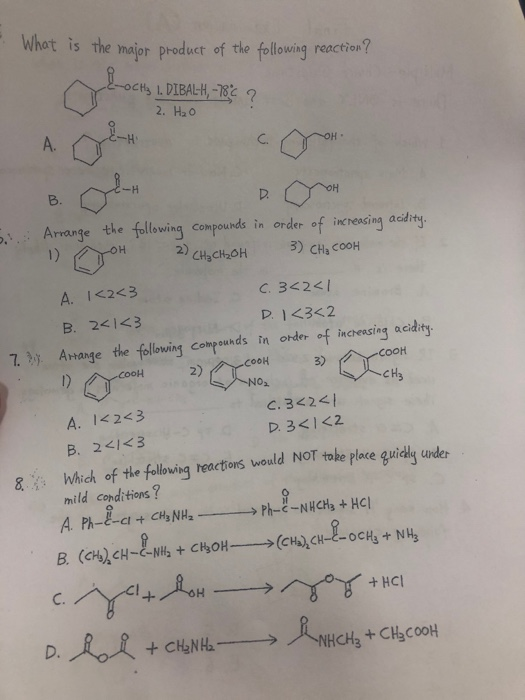 Solved What is the major product of the following reaction? | Chegg.com