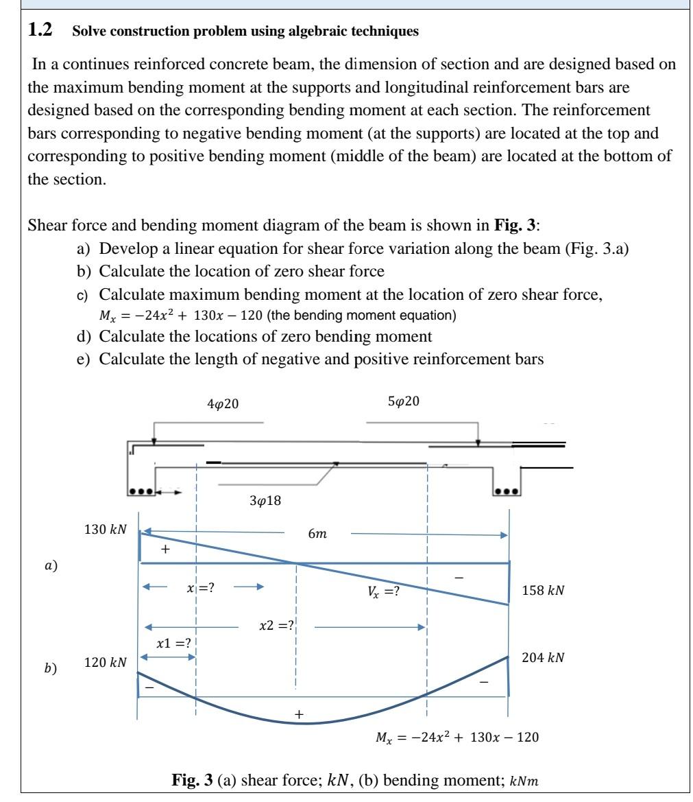 Solved 1.2 Solve construction problem using algebraic | Chegg.com
