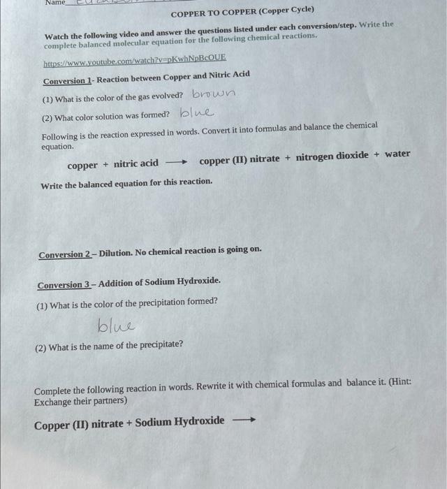Solved COPPER TO COPPER (Copper Cycle) Watch the following | Chegg.com