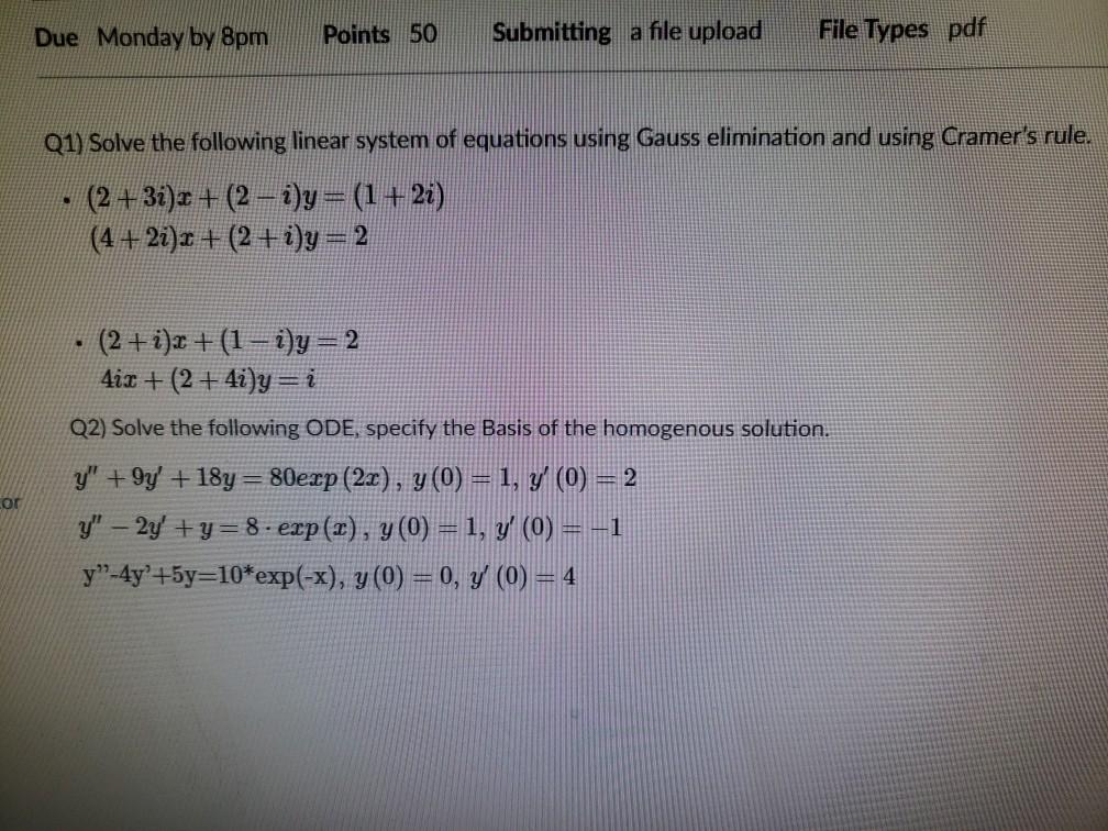 Solved Due Monday by 8pm Points 50 Submitting a file upload | Chegg.com