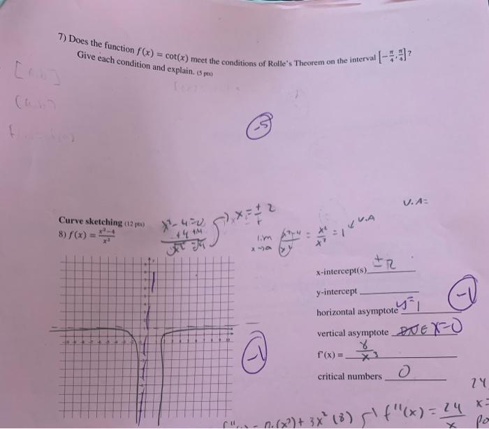 Solved 7) Does the function f(x)=cot(x) meet the conditions | Chegg.com