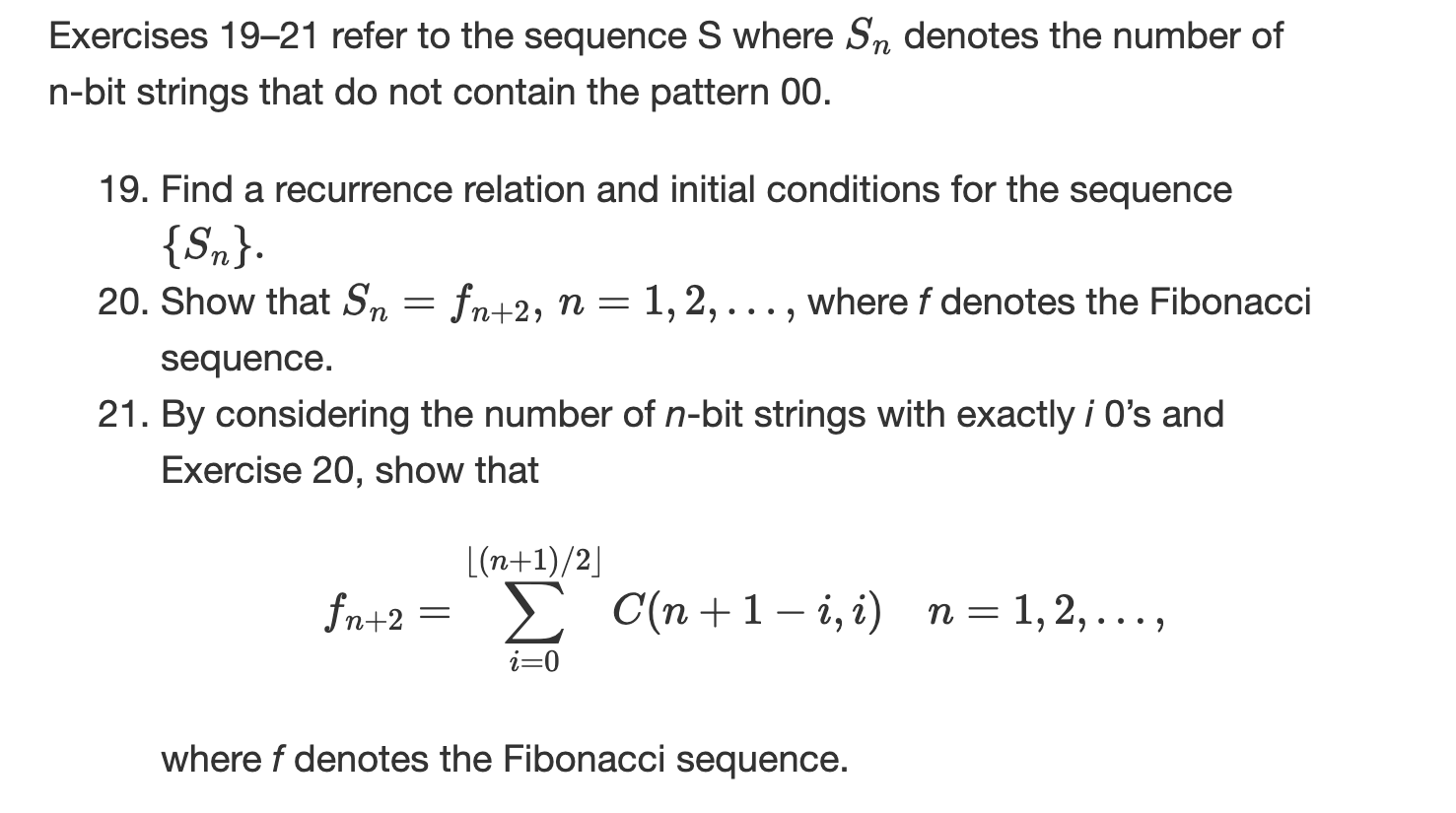 Solved Exercises 19-21 ﻿refer to ﻿the sequence S ﻿where Sn | Chegg.com