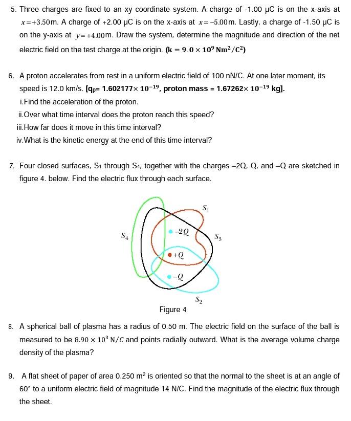 Solved 5. Three charges are fixed to an xy coordinate | Chegg.com