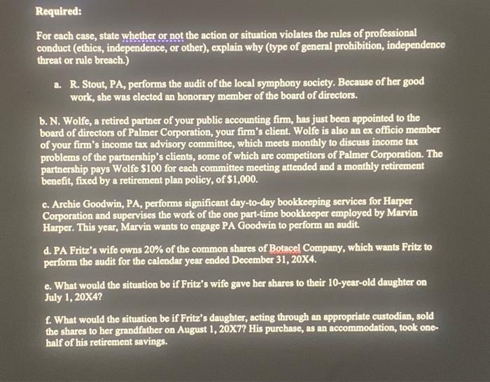 Solved Required: For each case, state whether or not the | Chegg.com