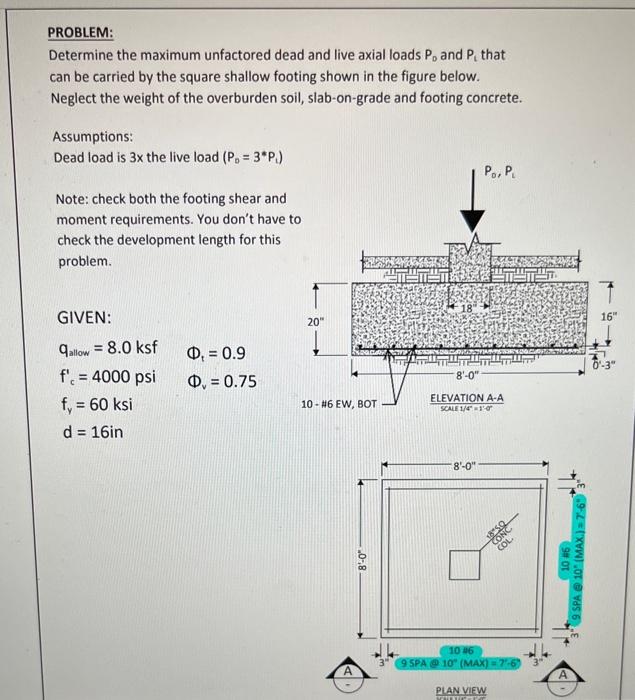Solved Determine the maximum unfactored dead and live axial | Chegg.com
