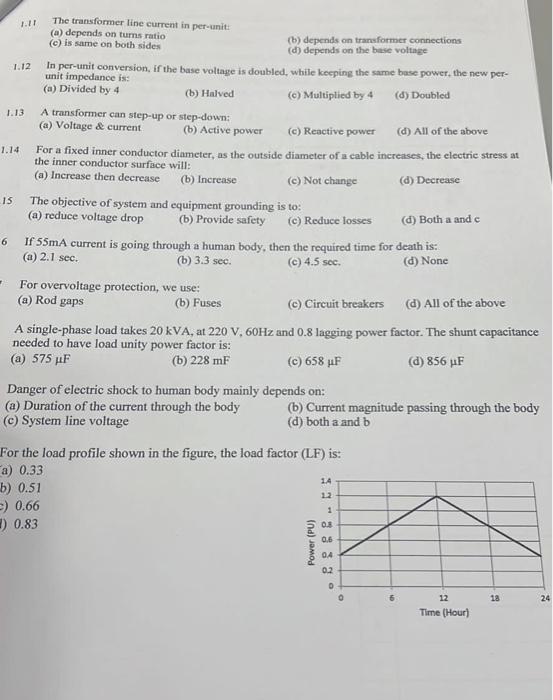 Solved 1.11. The transformer line current in per-unit: (a) | Chegg.com