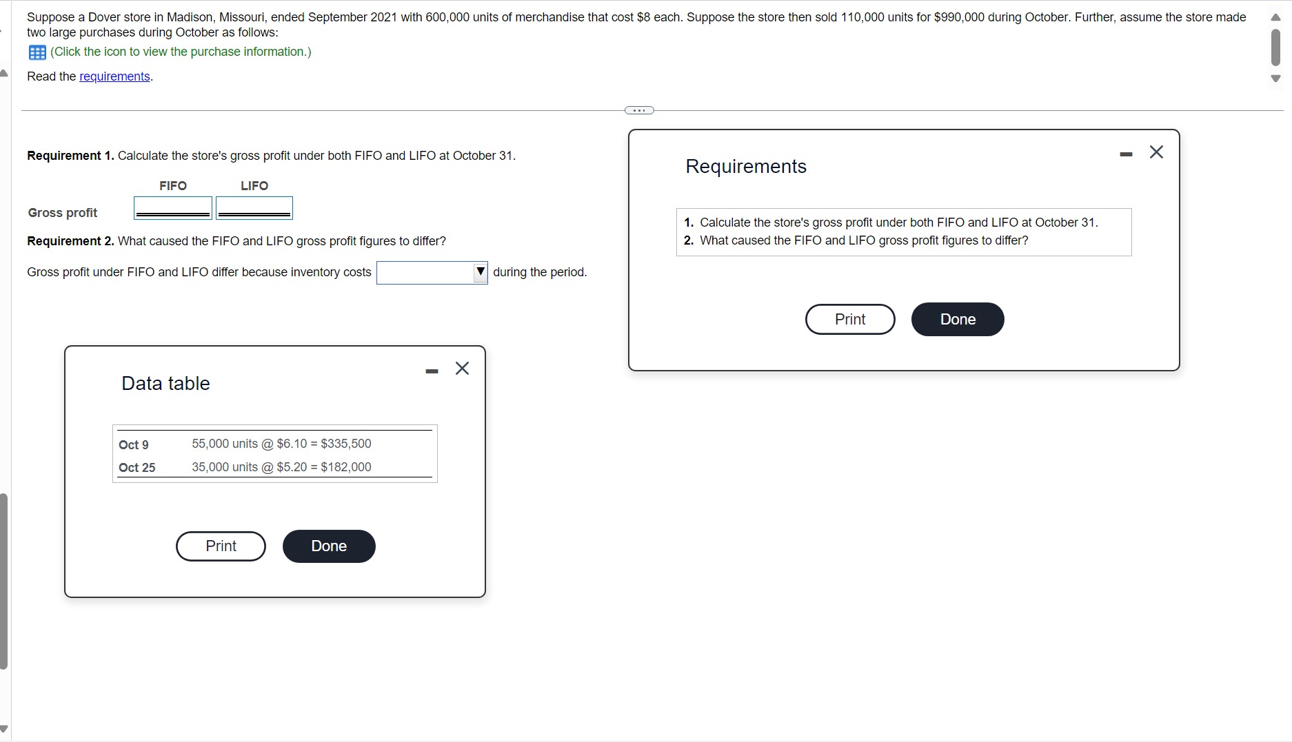 Solved two large purchases during October as follows:(Click | Chegg.com