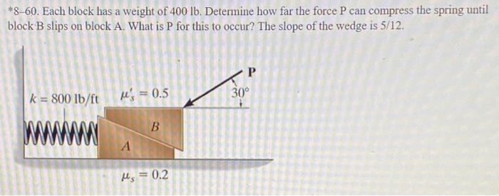 Solved * 8−60. Each block has a weight of 400lb. Determine | Chegg.com