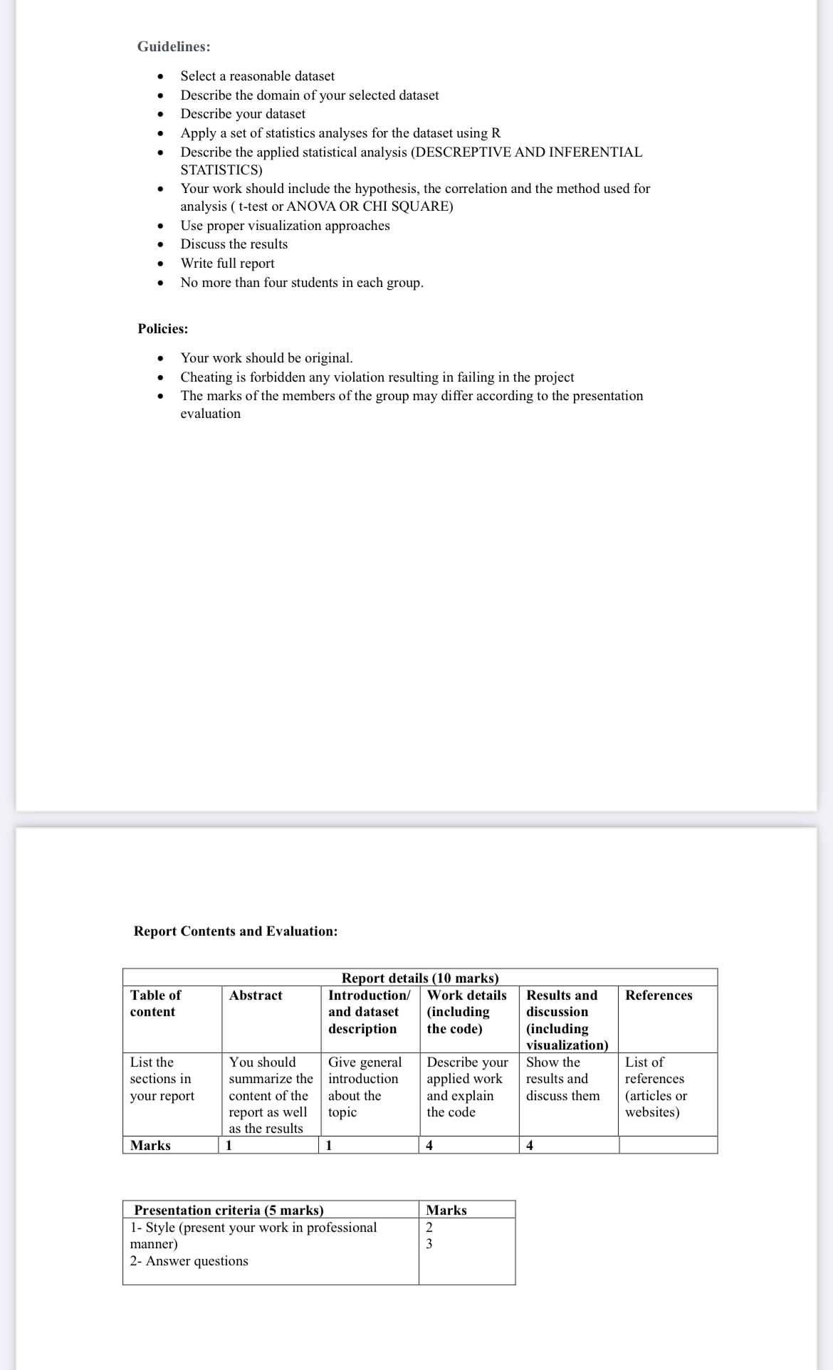 Solved Guidelines:Select a reasonable datasetDescribe the | Chegg.com