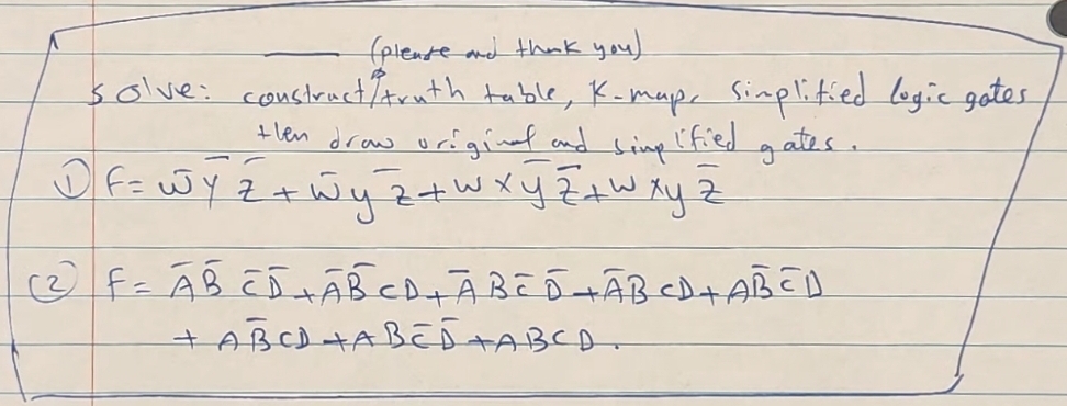 Solved solve: construct/truth table, k-map, simplifed logic | Chegg.com