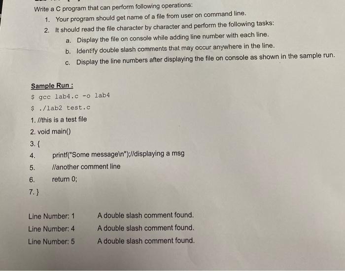 Solved Write A C Program That Can Perform Following