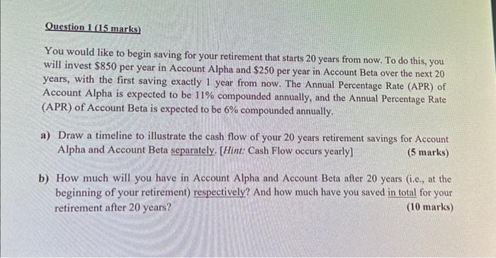 Solved You would like to begin saving for your retirement | Chegg.com