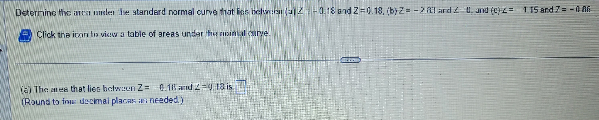 Solved Determine the area under the standard normal curve | Chegg.com