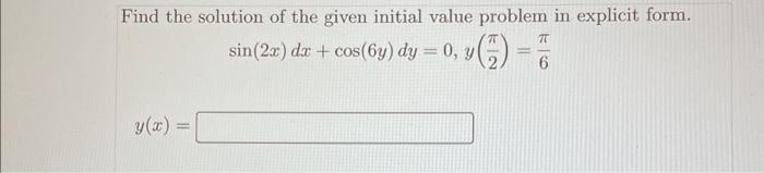 Solved Find the solution of the given initial value problem | Chegg.com