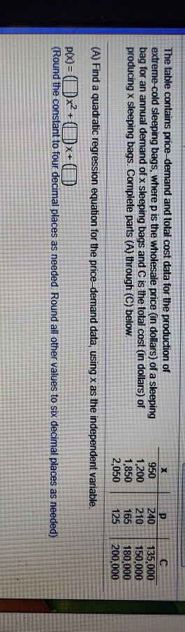 Solved B)Find a linear regression equation for the | Chegg.com