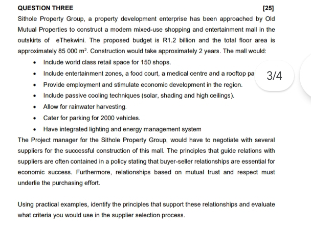 Solved QUESTION THREE[25]Sithole Property Group, a property | Chegg.com