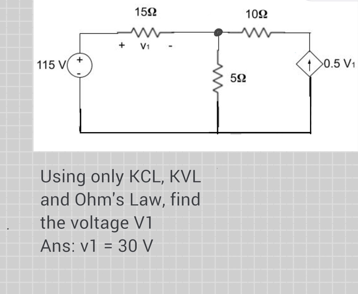 Solved Using only KCL, ﻿KVL and Ohm's Law, find the voltage | Chegg.com