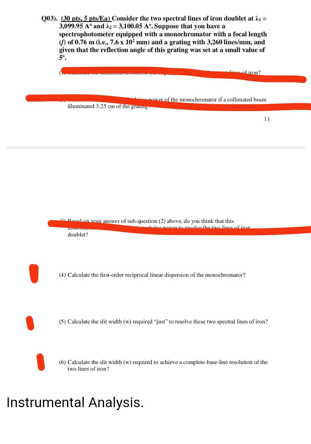 Solved Q03). (30 pts, 5pts/Ea ) Consider the two spectral | Chegg.com