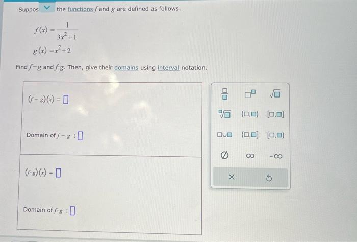 Solved Suppos the functions fand g are defined as follows. | Chegg.com