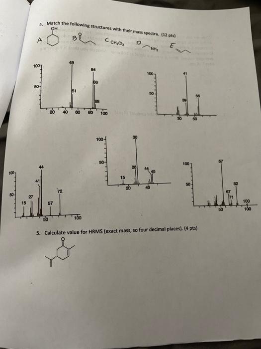 Solved 4. Match the following structures with their mass | Chegg.com