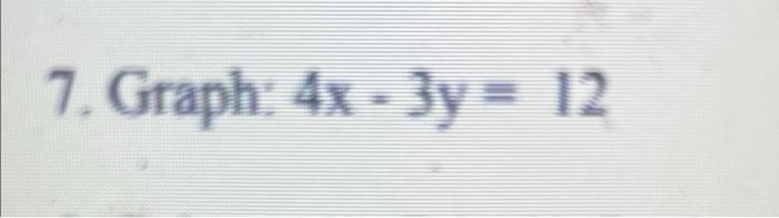Solved 7. Graph: 4x - 3y = 12 | Chegg.com