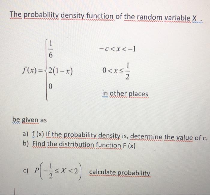 Solved The probability density function of the random | Chegg.com