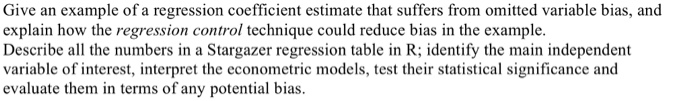 Give an example of a regression coefficient estimate | Chegg.com