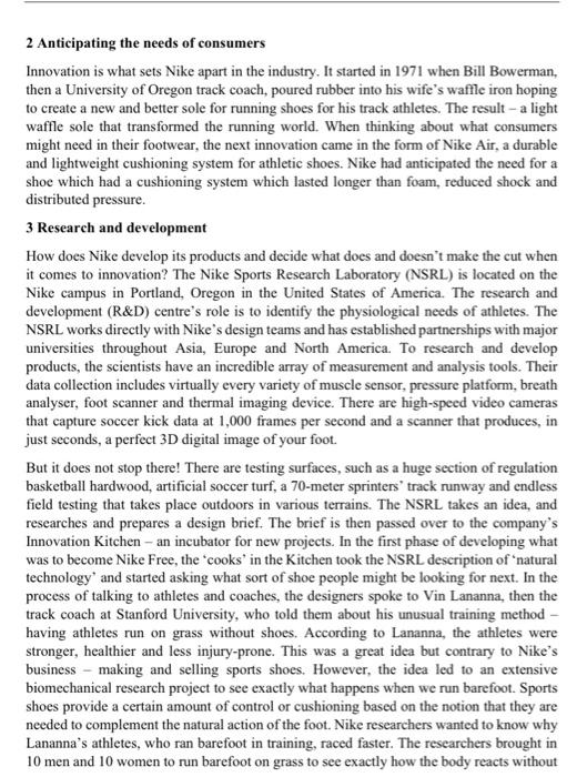 Solved Nike: Product Development-From Concept to Customer | Chegg.com