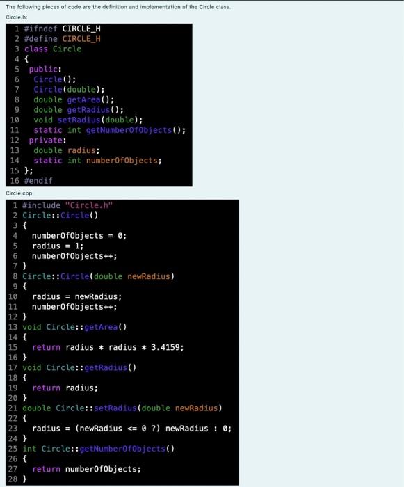 Solved The following pleces of cede are the definition and | Chegg.com