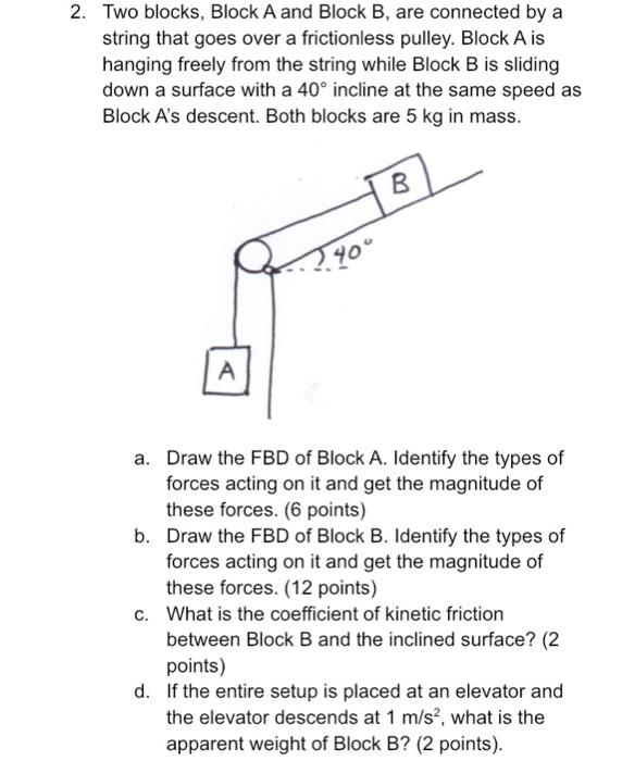 Solved 2. Two blocks, Block A and Block B, are connected by | Chegg.com