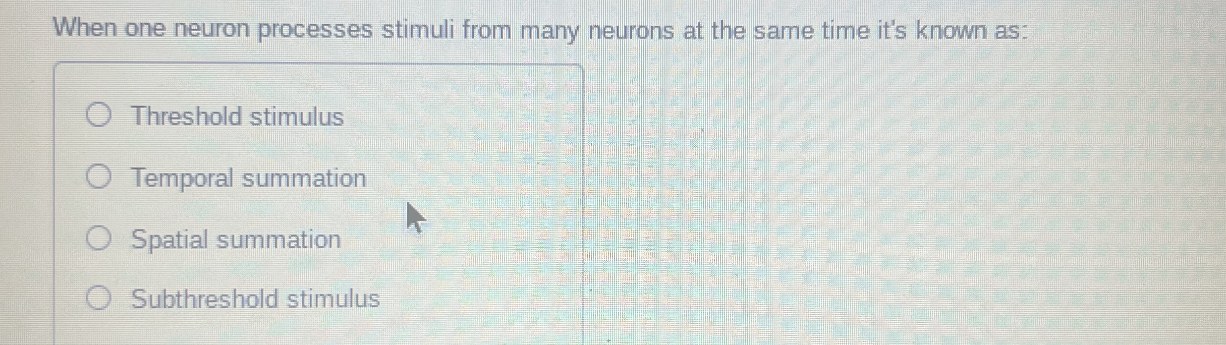 Solved When one neuron processes stimuli from many neurons | Chegg.com
