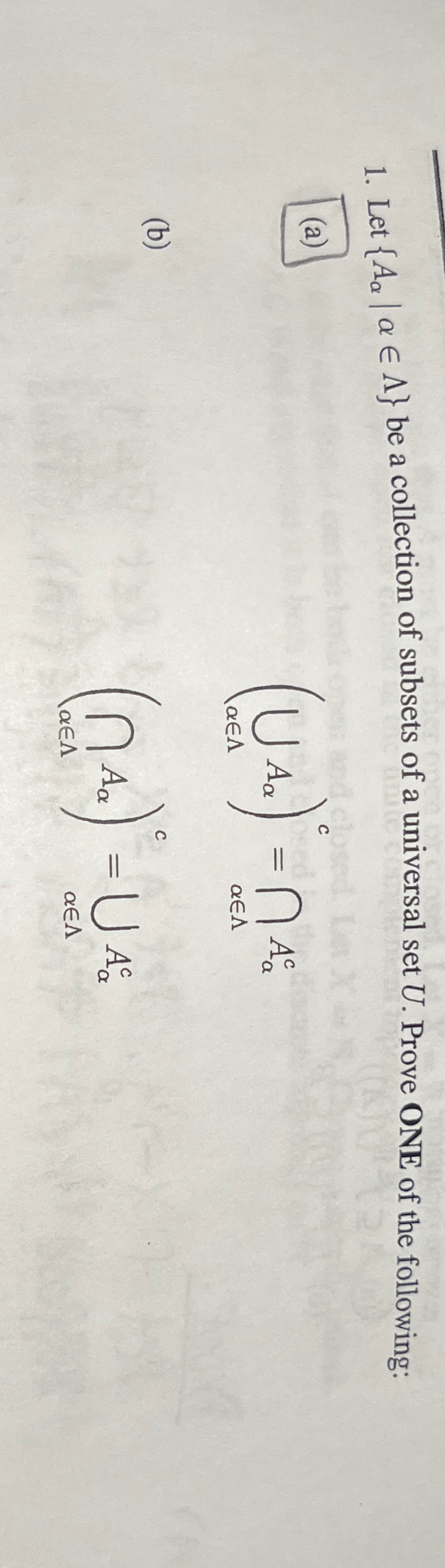 Solved Let {Aα|αinΛ} ﻿be a collection of subsets of a | Chegg.com